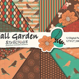 Birds and Flowers Pattern Digital Paper Pack - Floral Printable Paper ...
