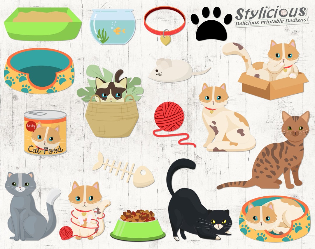 Kittens Clipart Set - Pets Digital Scrapbooking Embellishment ...