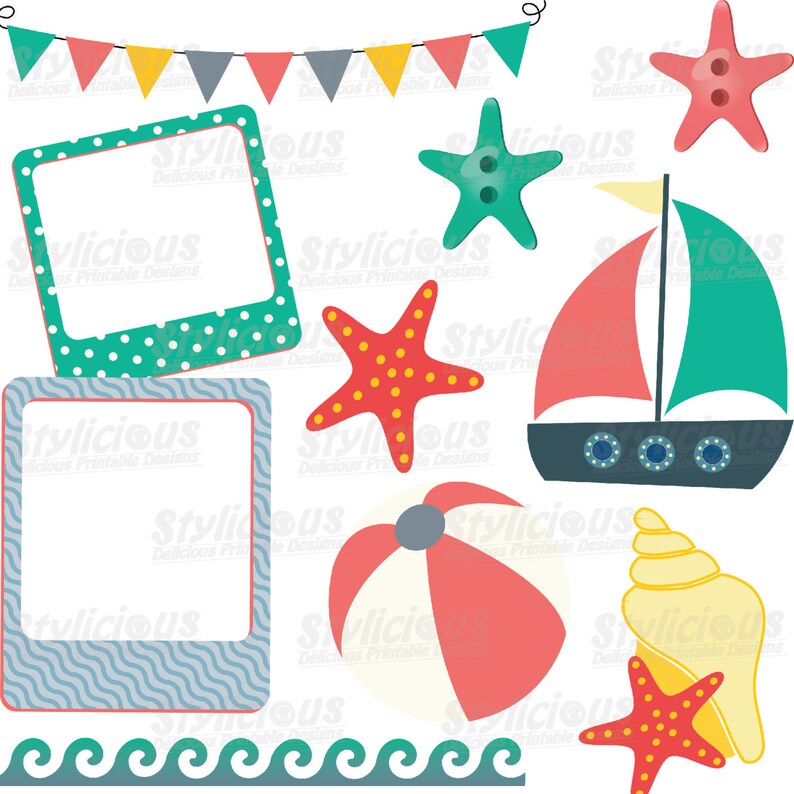 Summer Clipart and Background - Digital Scrapbook Kit - Scrapbooking ...