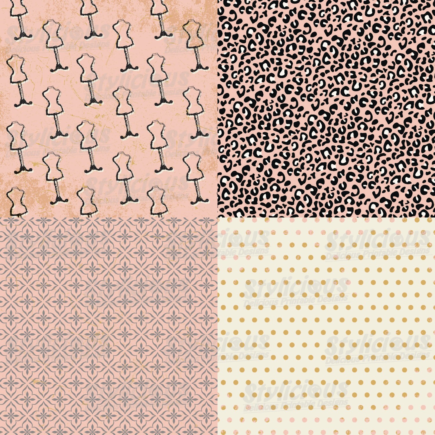 Fashion Pattern Digital Paper Pack Fashion Printable Paper - Etsy