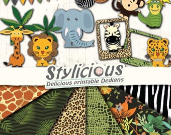 Jungle Digital Paper Clipart : jungle Digital - Etsy