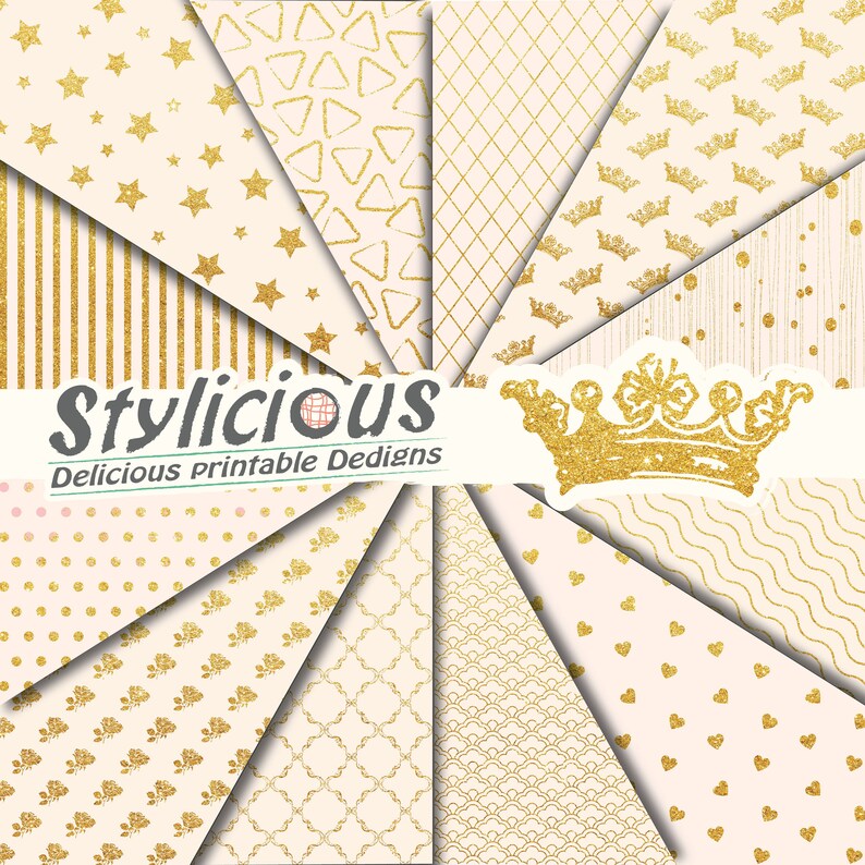 Pink and Gold Digital Paper Pack - Printable Digital Paper Set ...