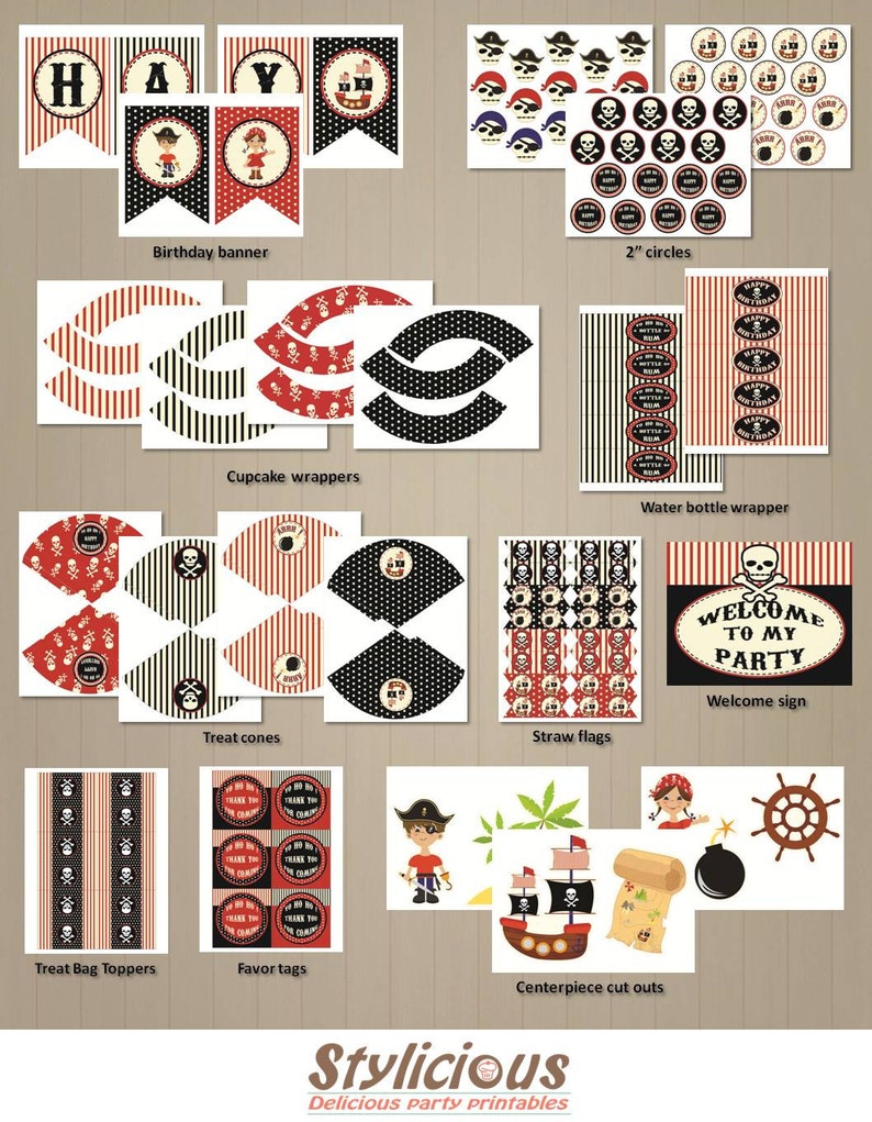 Pirate Birthday Party Theme – DIY Mini Package Printable - Non ...