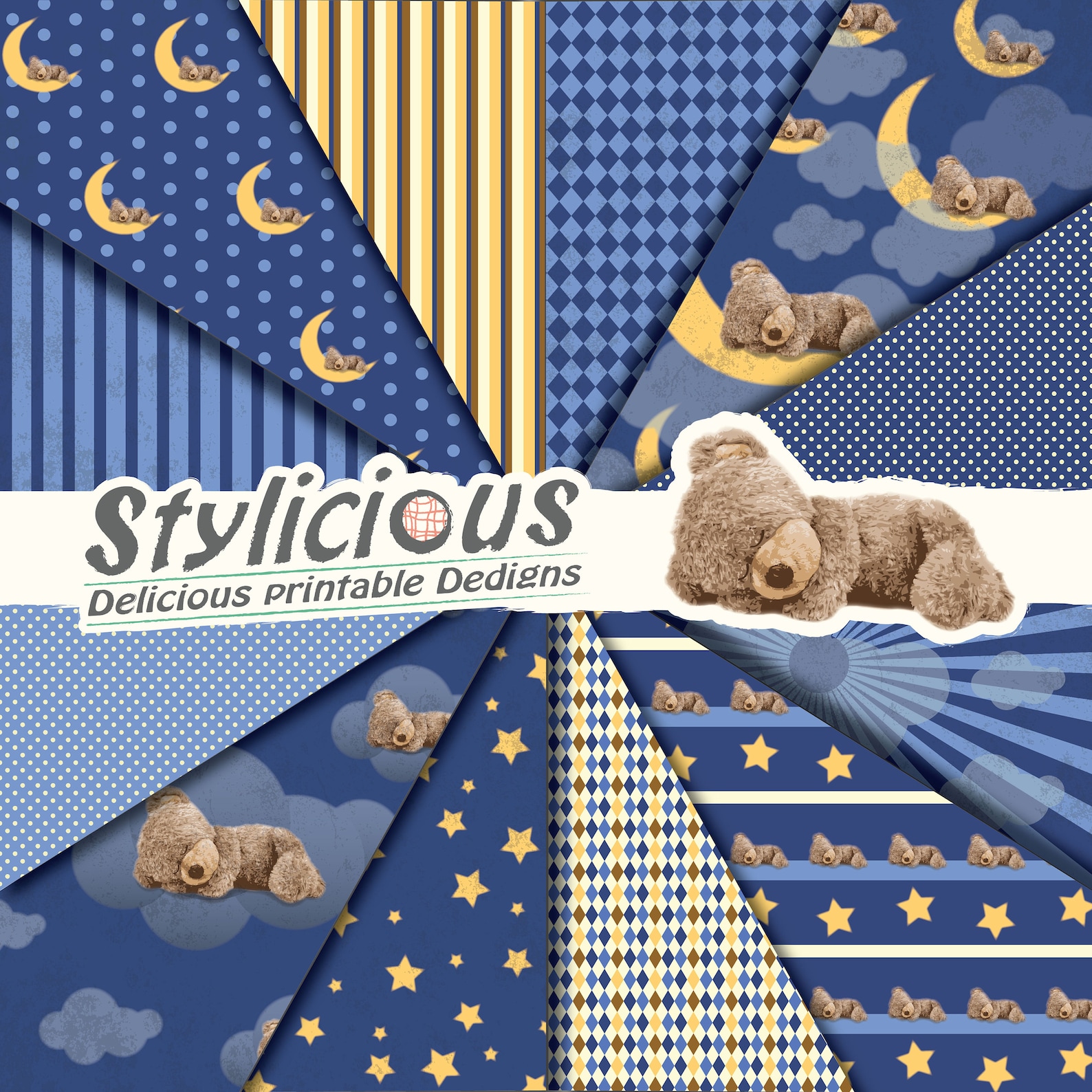 Sweet Dreams Pattern Digital Paper Pack - Baby Printable Paper ...