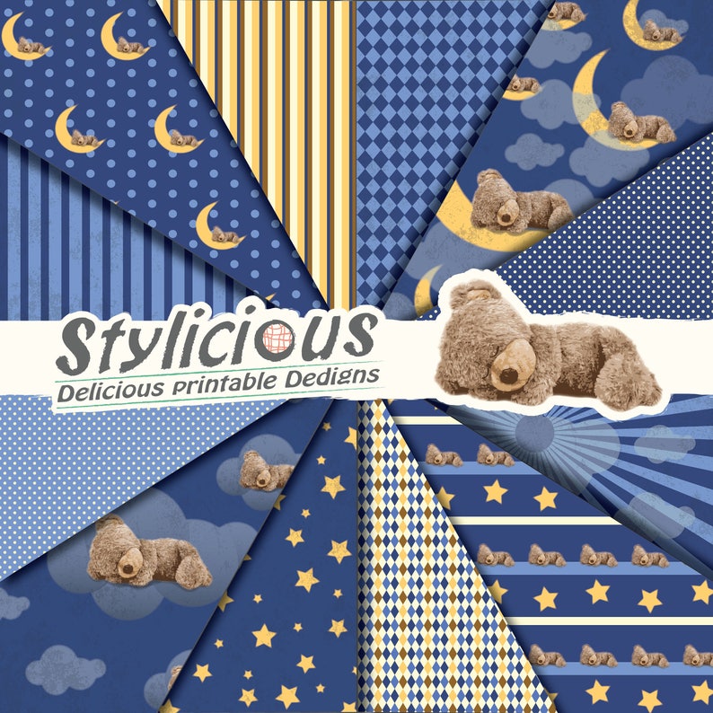 Sweet Dreams Pattern Digital Paper Pack - Baby Printable Paper ...