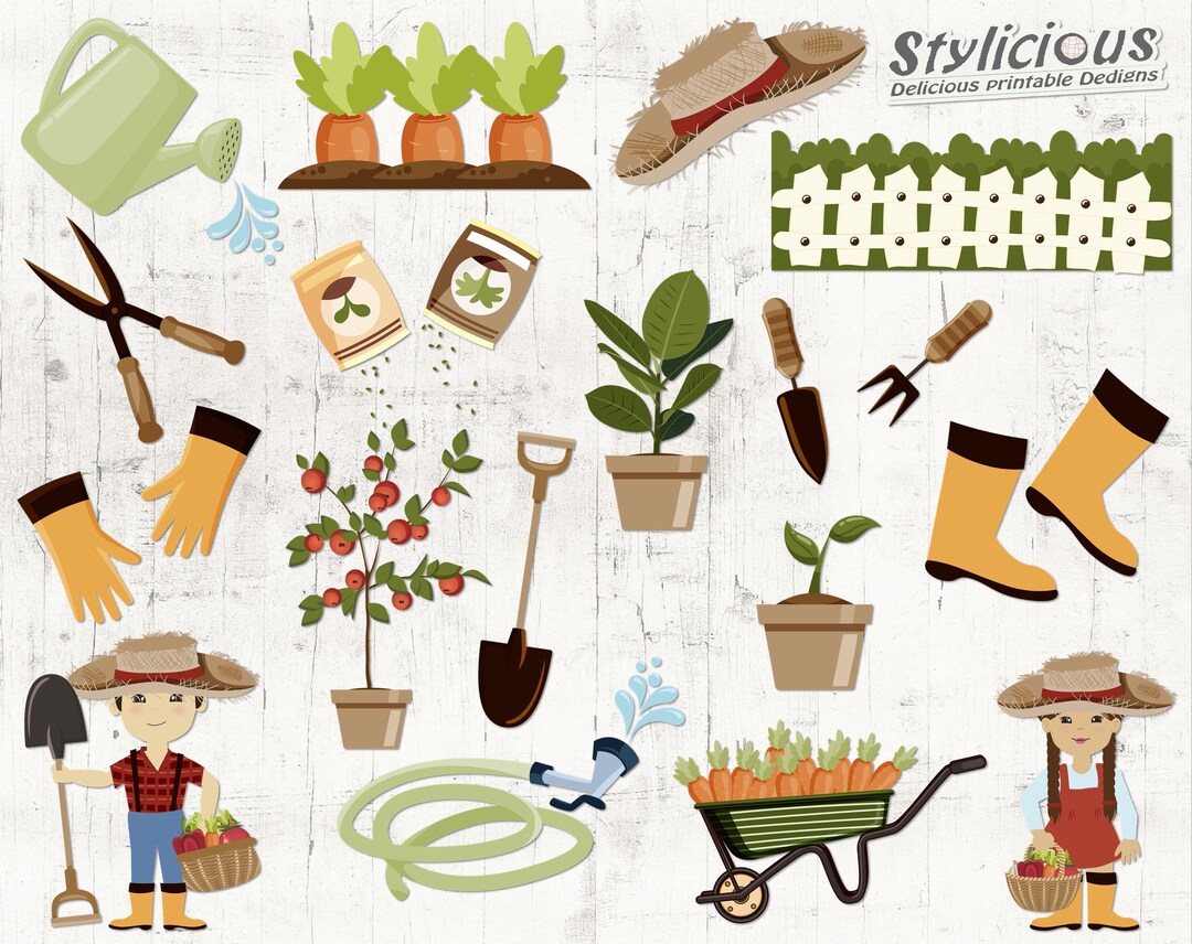 Gardening Clipart Set - Digital Scrapbooking Embellishment - Printables ...