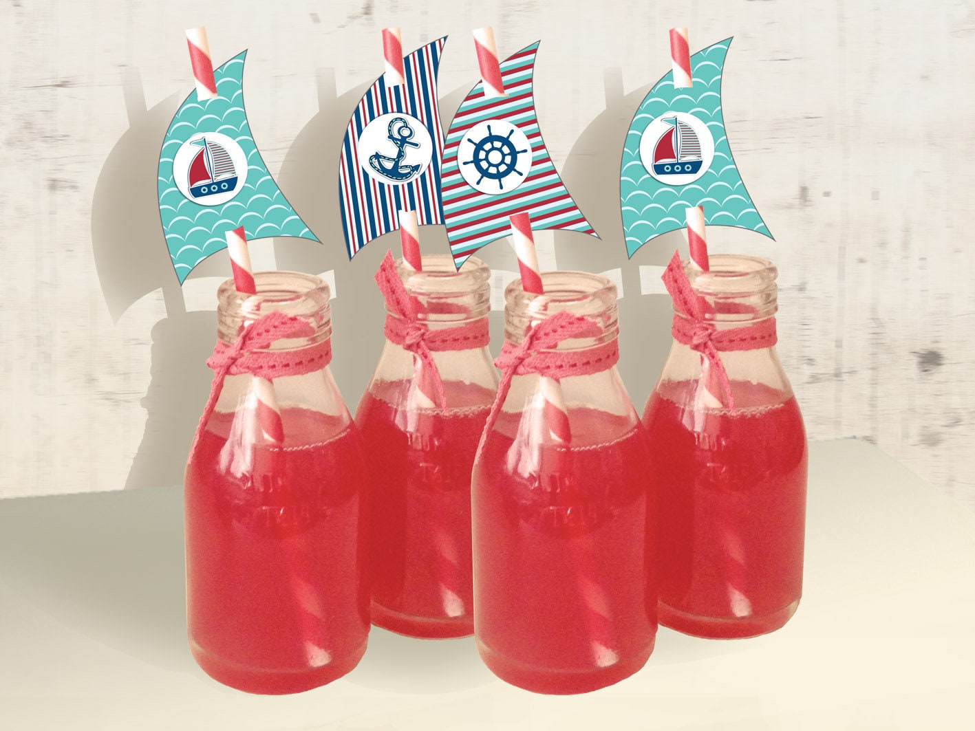 Nautical Birthday Party Theme – DIY Printable Straw Flags - Instant ...