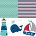 Nautical Clipart and Background - Digital Scrapbook Kit - Scrapbooking ...