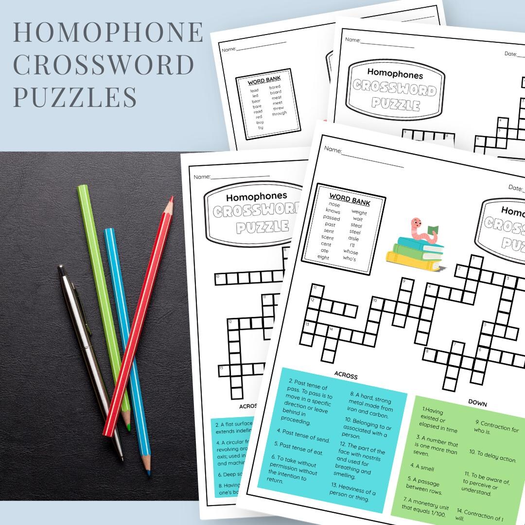 Homophone Crossword Puzzles-have Fun Teaching Sight Words - Etsy