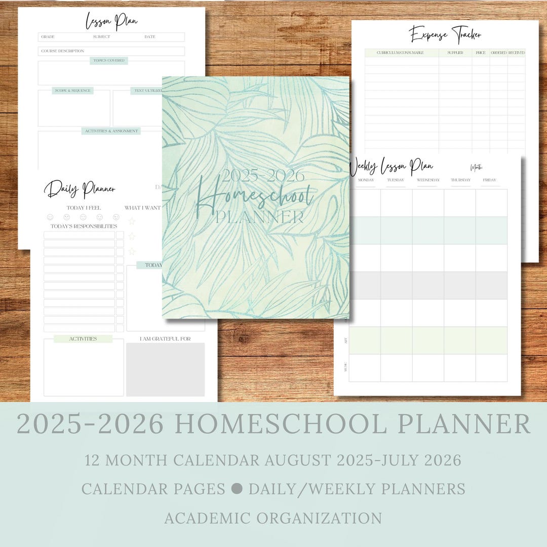 School Yr. 25-26 Printable Homeschool Planner, Academic Organizer, Back ...