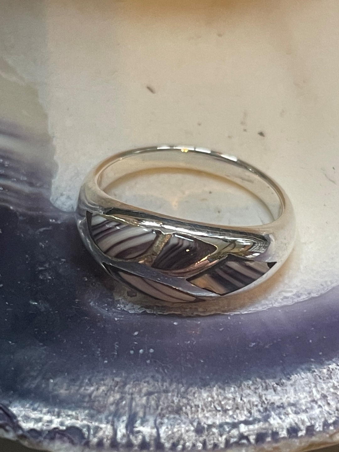 R1054 Ring Wampum Quahog Sterling Silver 4 Part Inlay - Etsy