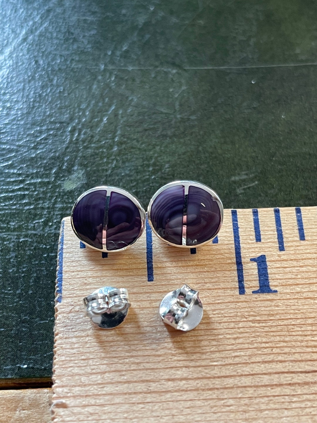 E1064 Split Oval Quahog Wampum Sterling Silver Earrings Post - Etsy