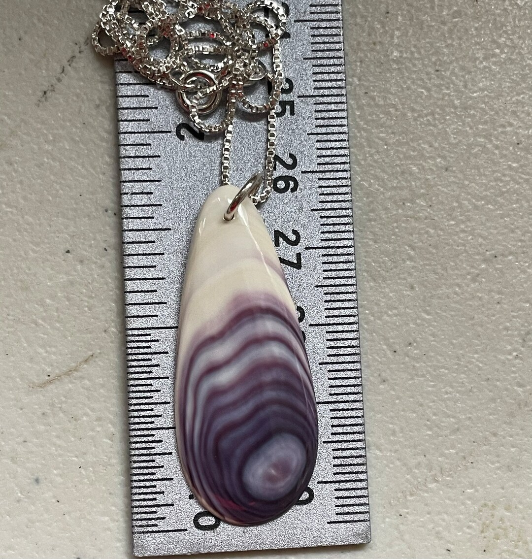 Wampum Pendant Quahog Shell Sterling Silver Chain - Etsy
