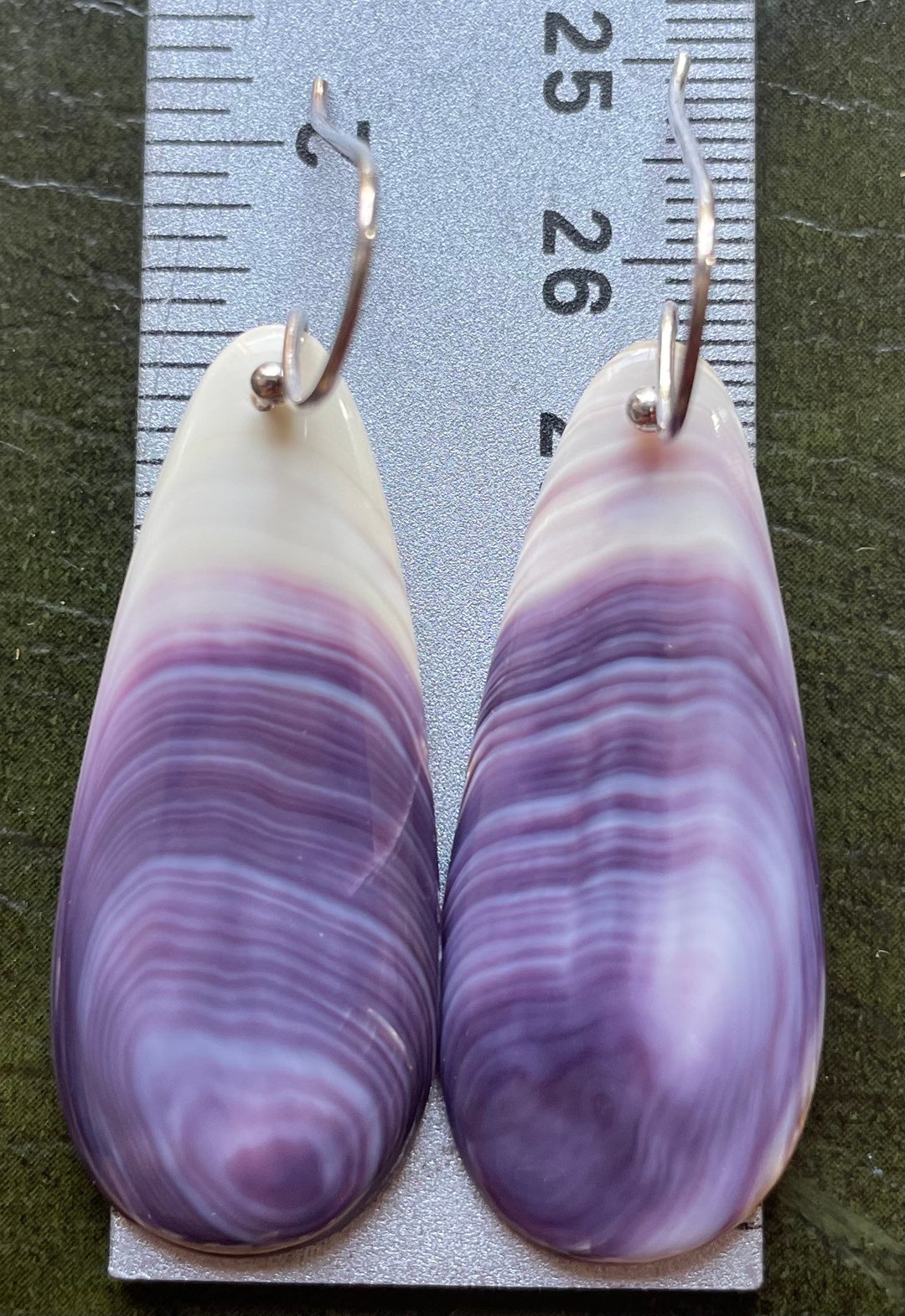 E3098 Wampum Earrings Quahog Shell Sterling Silver Wires - Etsy