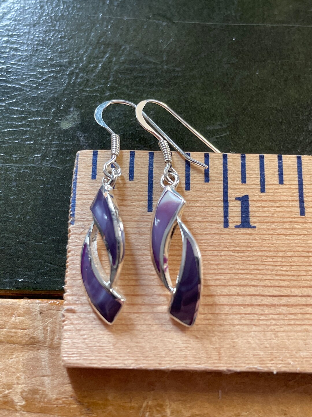 E1216 Wave Quahog Wampum Sterling Silver Earrings - Etsy