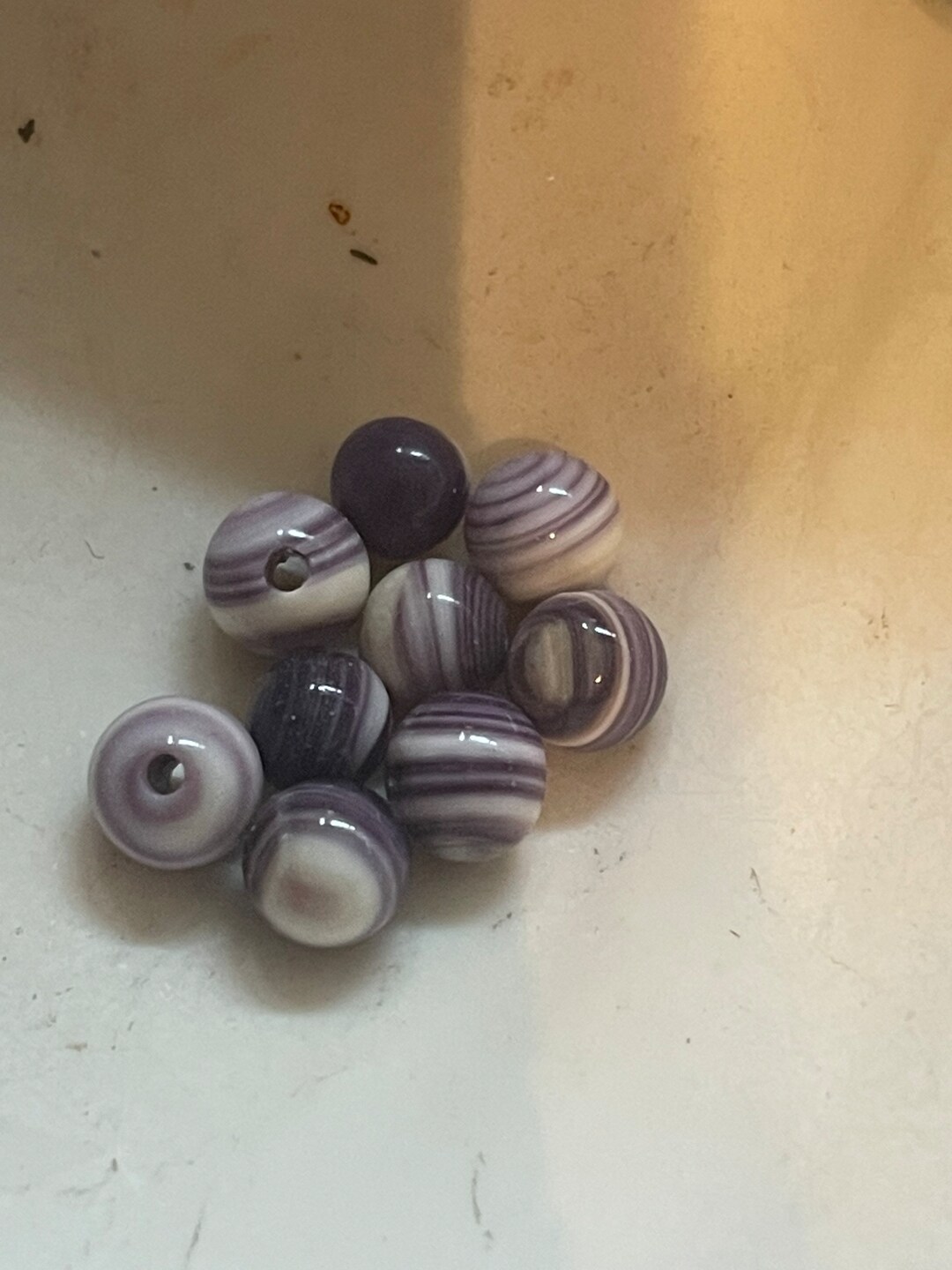 Round Beads Purple White Patterns Quahog Shell Wampum. This is per Bead ...