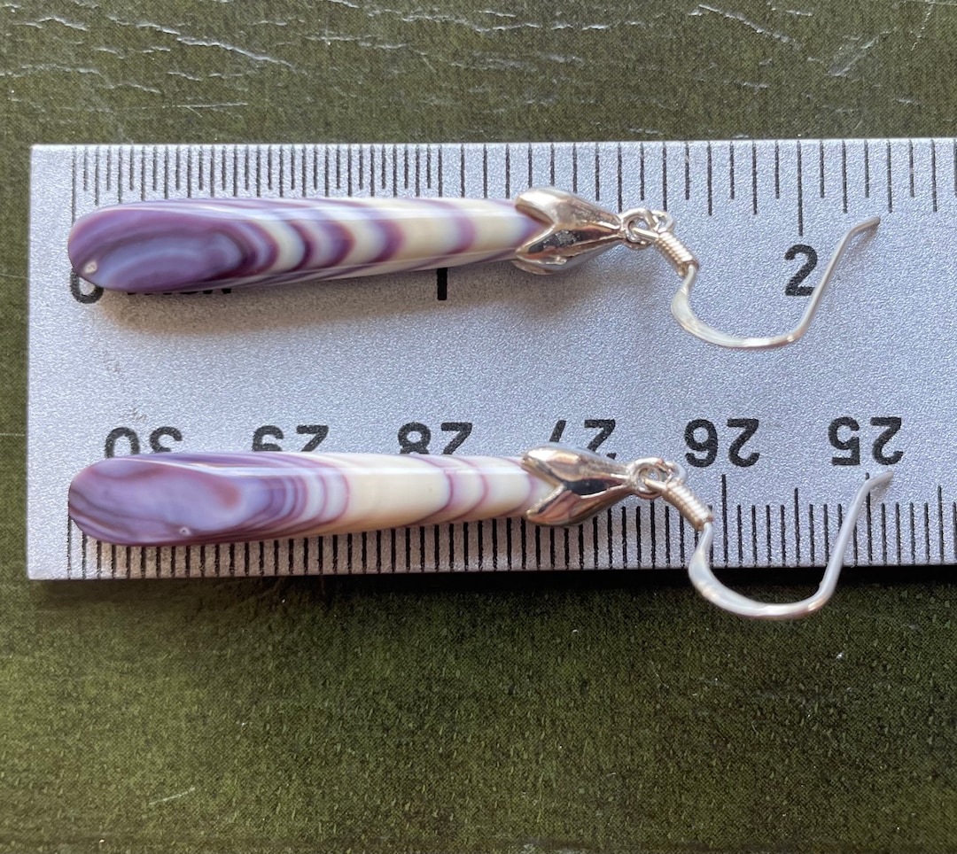 E3092 Long Angled Wampum Quahog Earrings Sterling Silver - Etsy