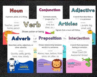 Parts of Speech Posters - Etsy