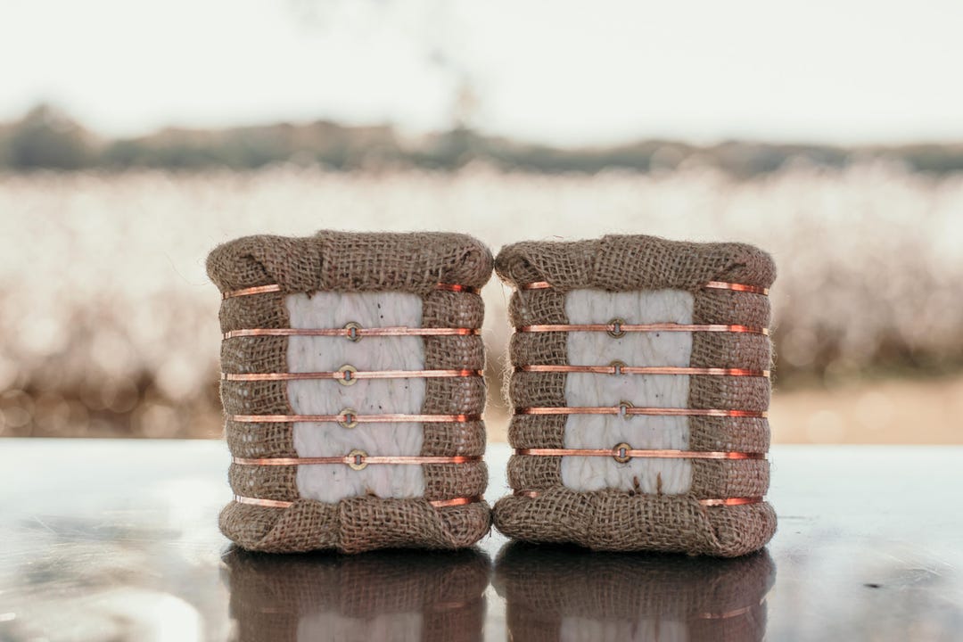3 Miniature Cotton Bale Replica. Burlap Wrap on These 4.5x3x2 Inch 4 ...
