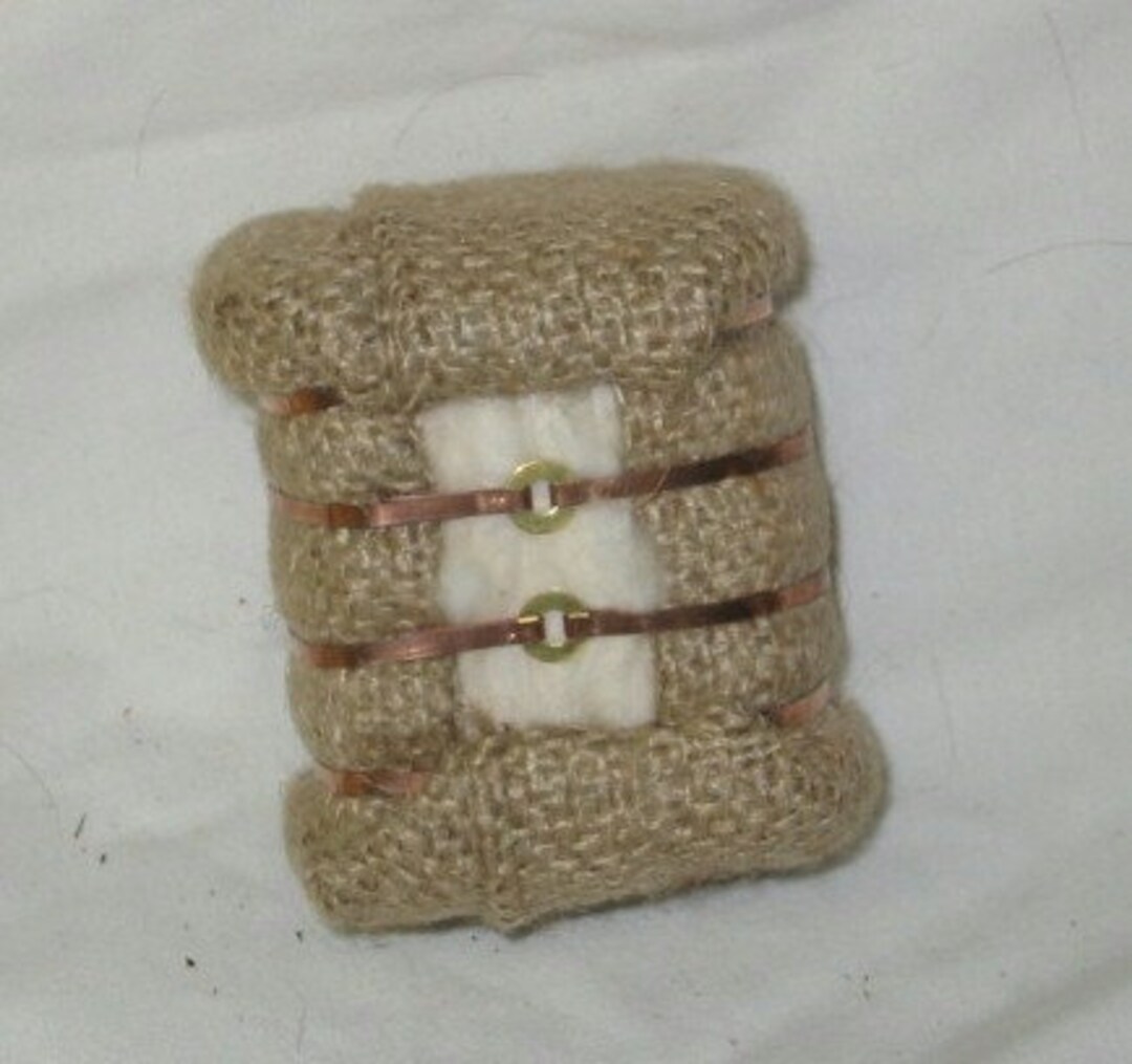 2 Miniature Cotton Bale Replica. Burlap Wrap on These 3x2x2 Inch 3oz ...