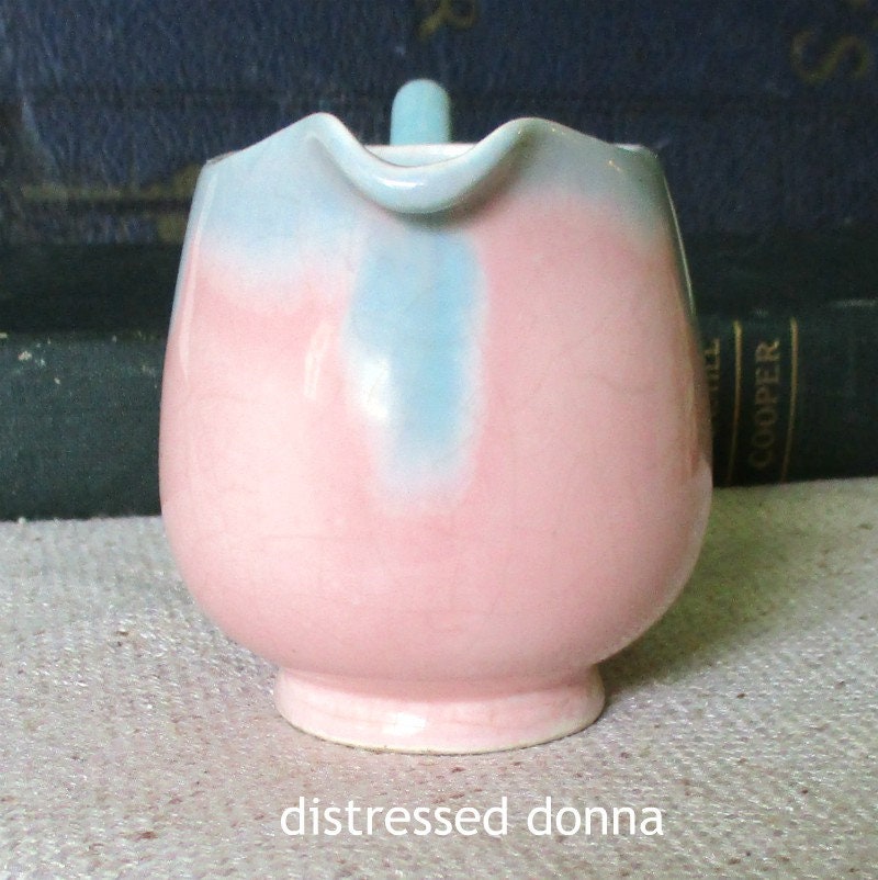 Small Pink and Blue Creamer Unmarked Dipped Glazed - Etsy