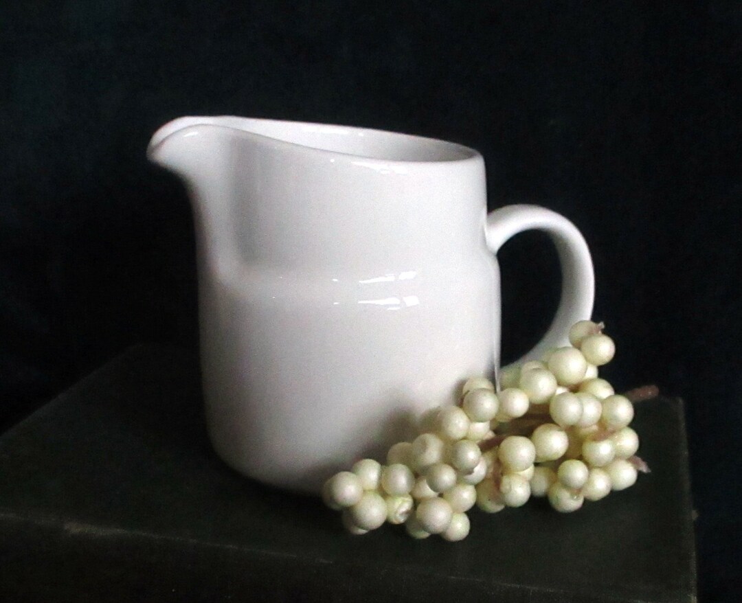 Vintage White Cream Pitcher Farmhouse Style Cottage Decor European ...