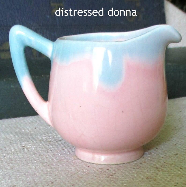Small Pink and Blue Creamer Unmarked Dipped Glazed - Etsy