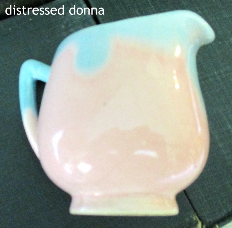 Small Pink and Blue Creamer Unmarked Dipped Glazed - Etsy