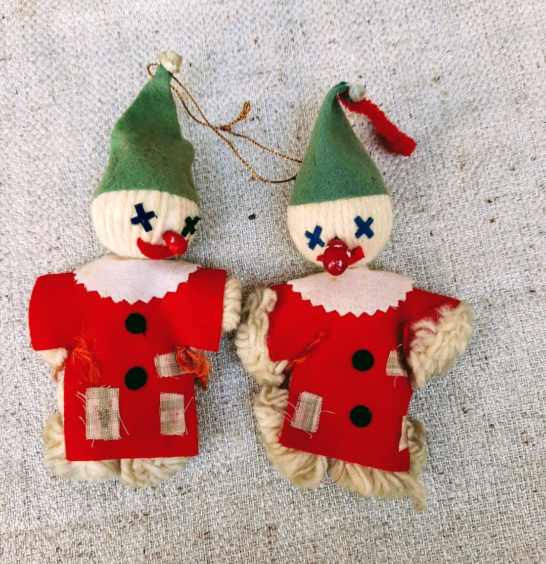 Two Yarn Clowns With Tall Green Hats Made in Japan in the Early 1960s ...