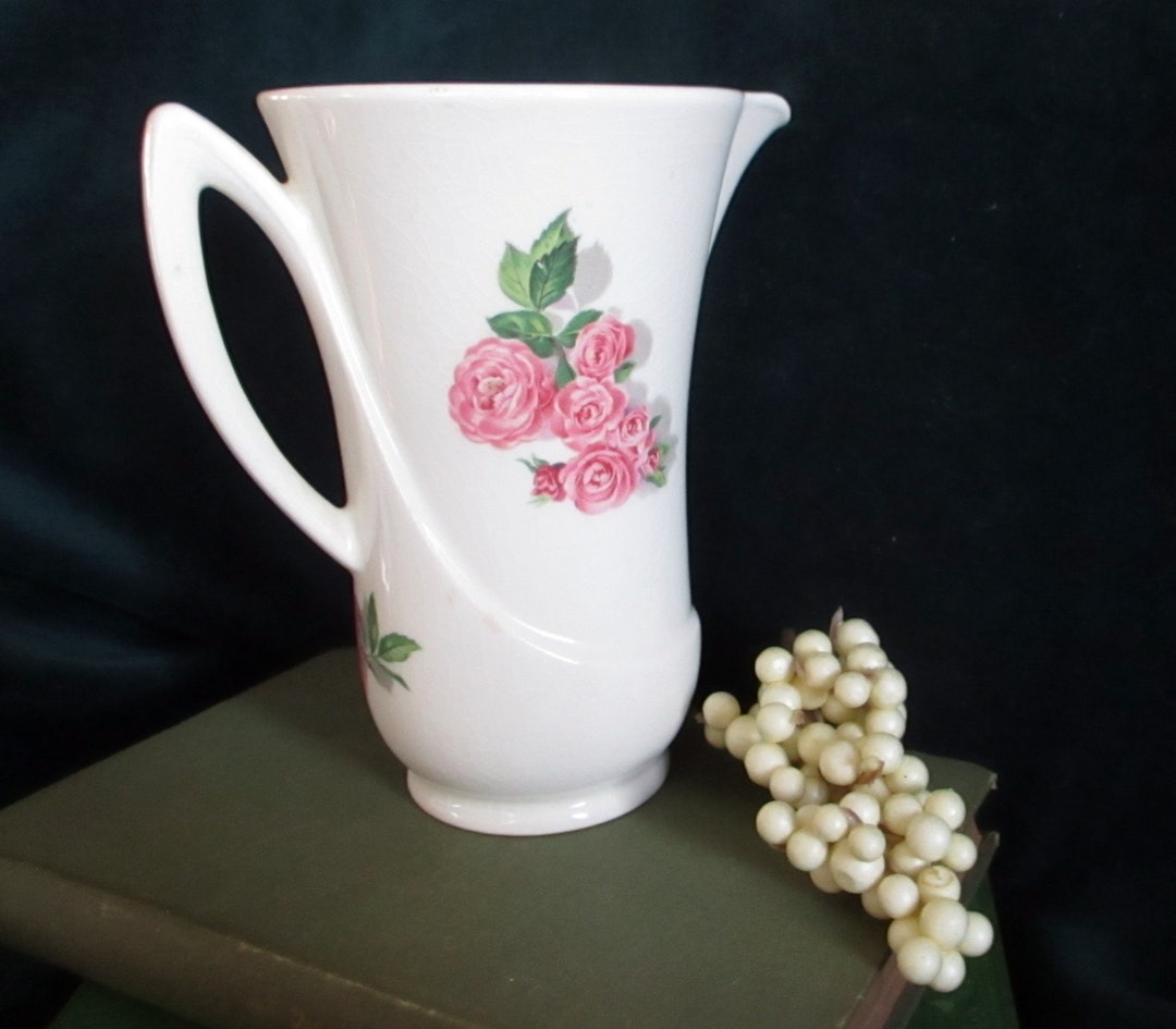 Vintage W. S. George Pitcher: Cavitt Shaw, Pink Rose Art Deco - Etsy