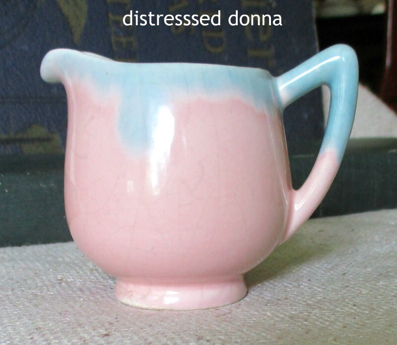 Small Pink and Blue Creamer Unmarked Dipped Glazed - Etsy