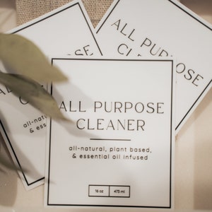 All Purpose Cleaner Label - Set of 1 | Modern Vinyl Design | All ...