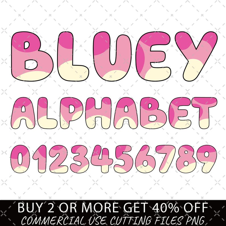 Bluey Alphabet Pink PNG, Bluey Family Png, Decal Files, Vinyl Stickers ...