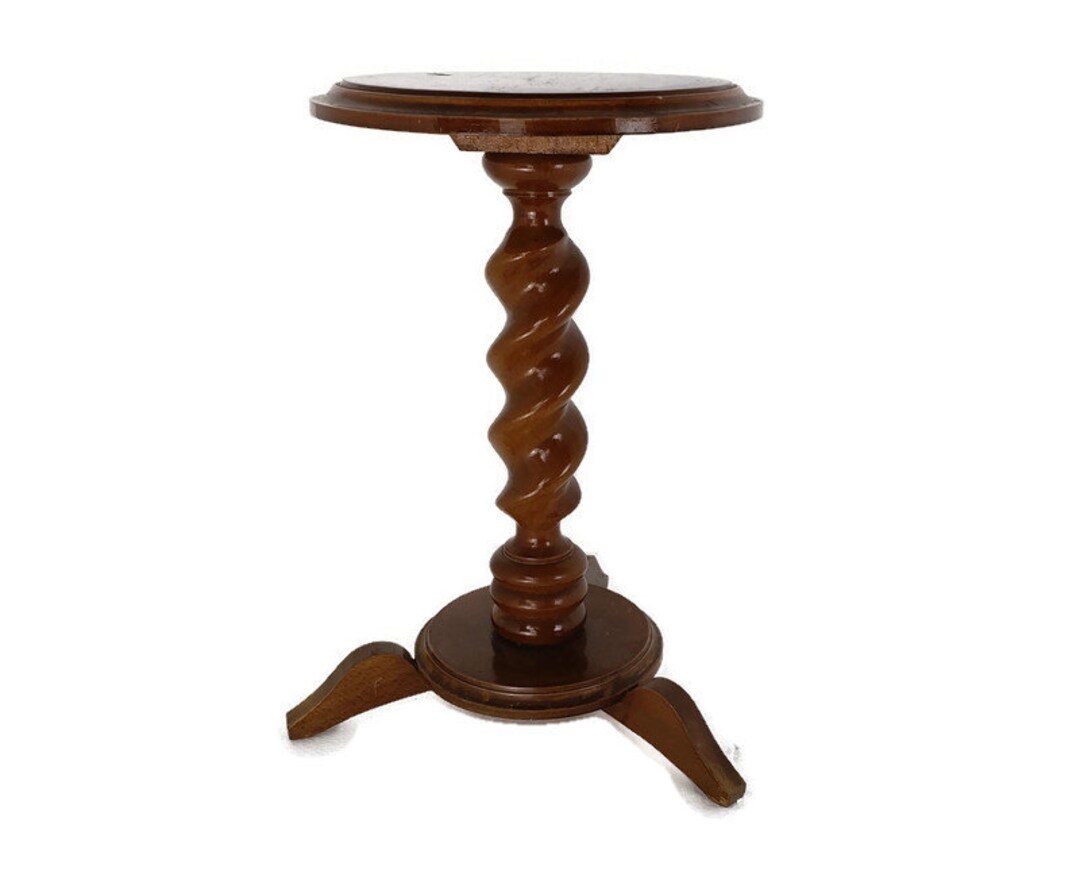 Vintage Hand Carved Wood Barley Twist Very Special Legs Tripod Side ...