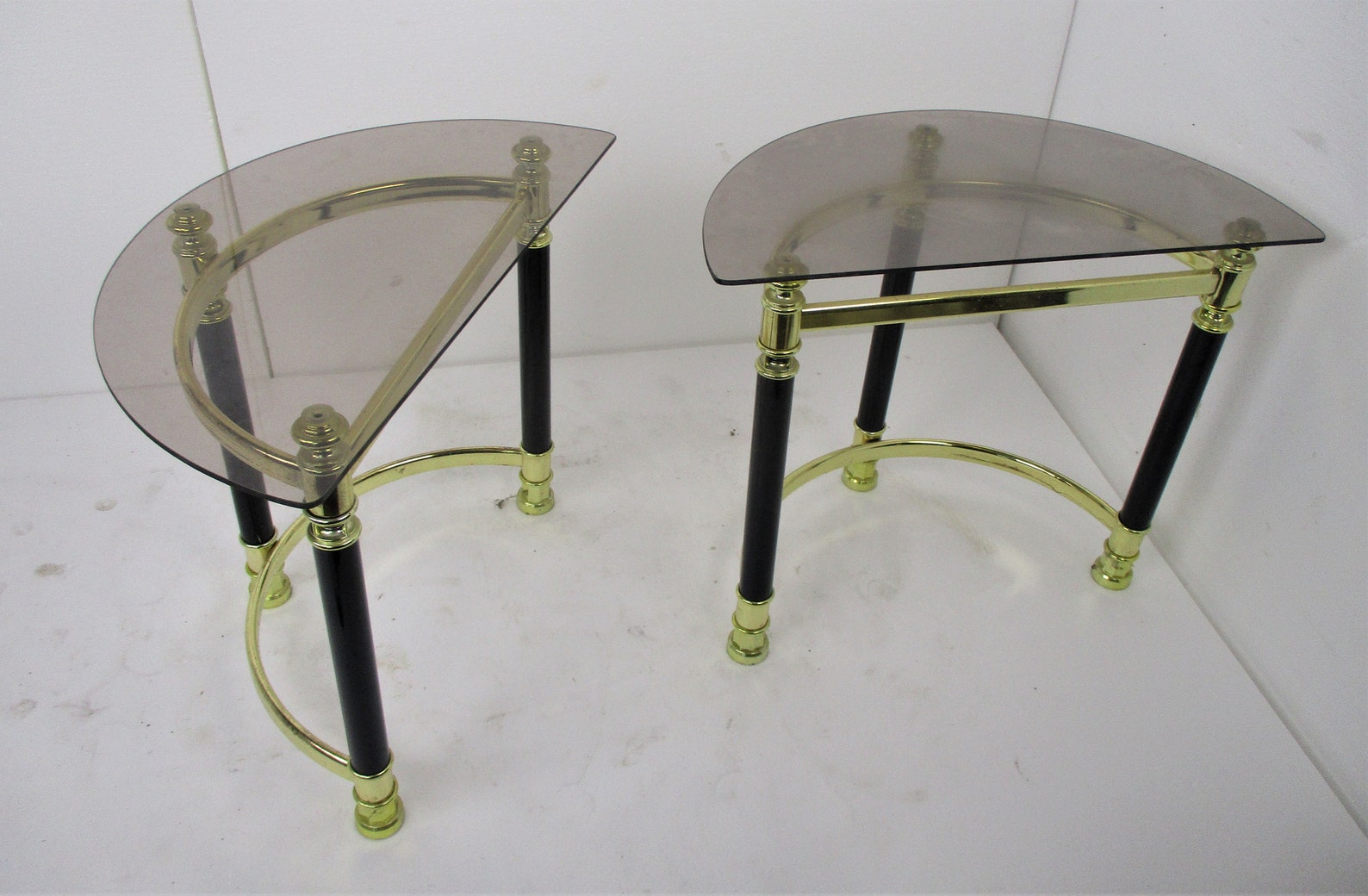 Two Side Coffee Wine End Tables Chrome Smoked Glass 80s Half | Etsy