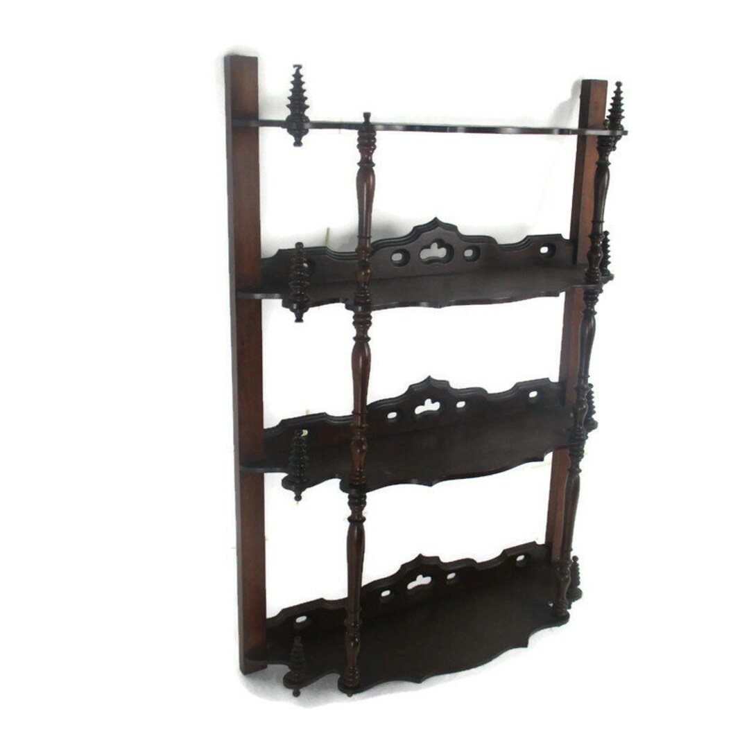 Edwardian Shelf Cabinet Bobbin Spindles Standing and Hanging Wood ...