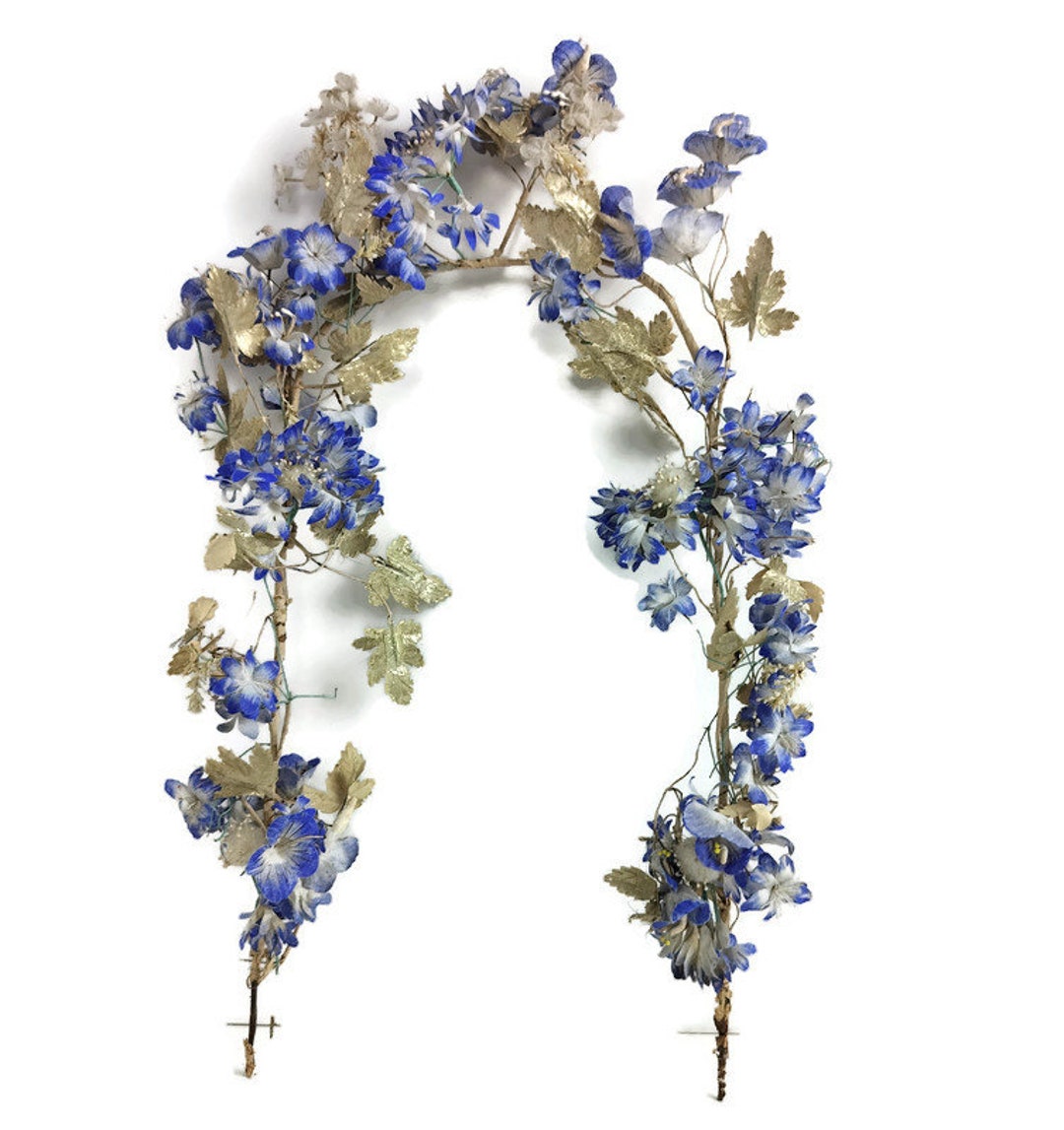 Antique Bridal Wedding Silk Blue Flowers Garland Wreath Boucquet ...