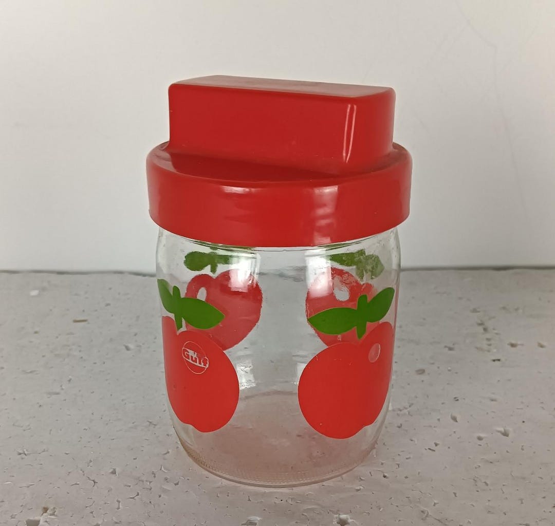 Gulf Small Iconic Apple Jar Container Vintage Glass Plastic - Etsy
