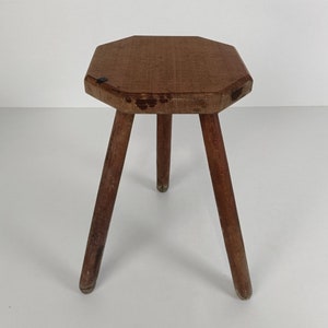 Vintage Milking Stool Tripod Carved Wood Side Table Pedestal Plant ...