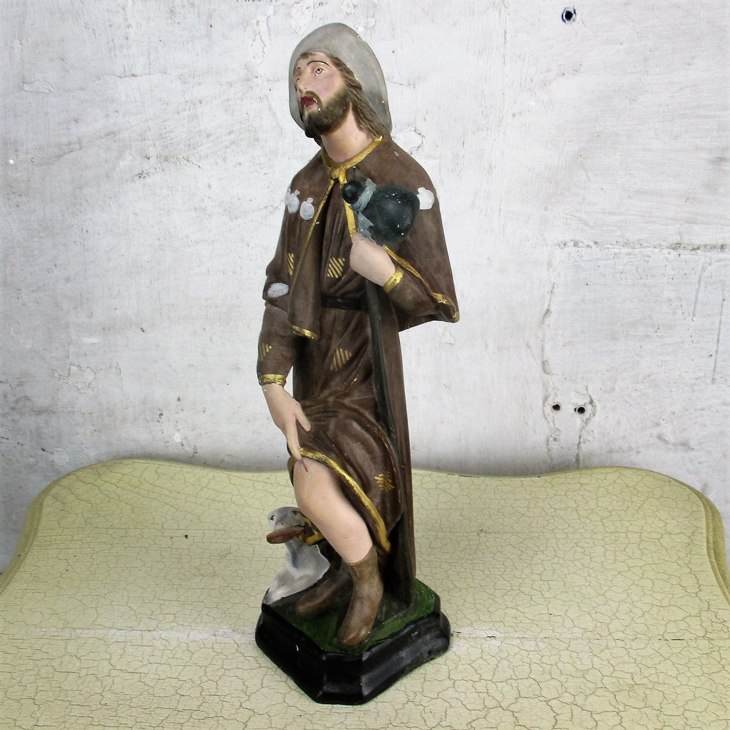 Antique Statue Saint Roch Rocco Plaster Patron of Dogs | Etsy