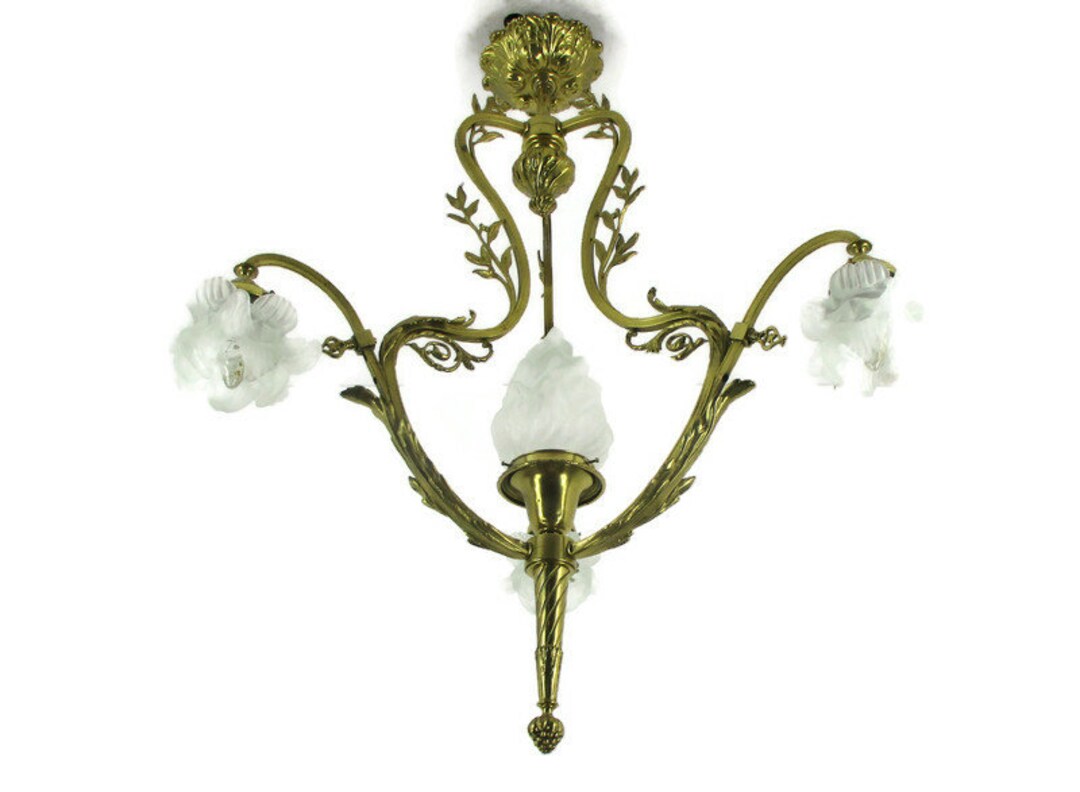 Antique French Empire Chandelier Glass Fire Sconce 4 Lights - Etsy UK
