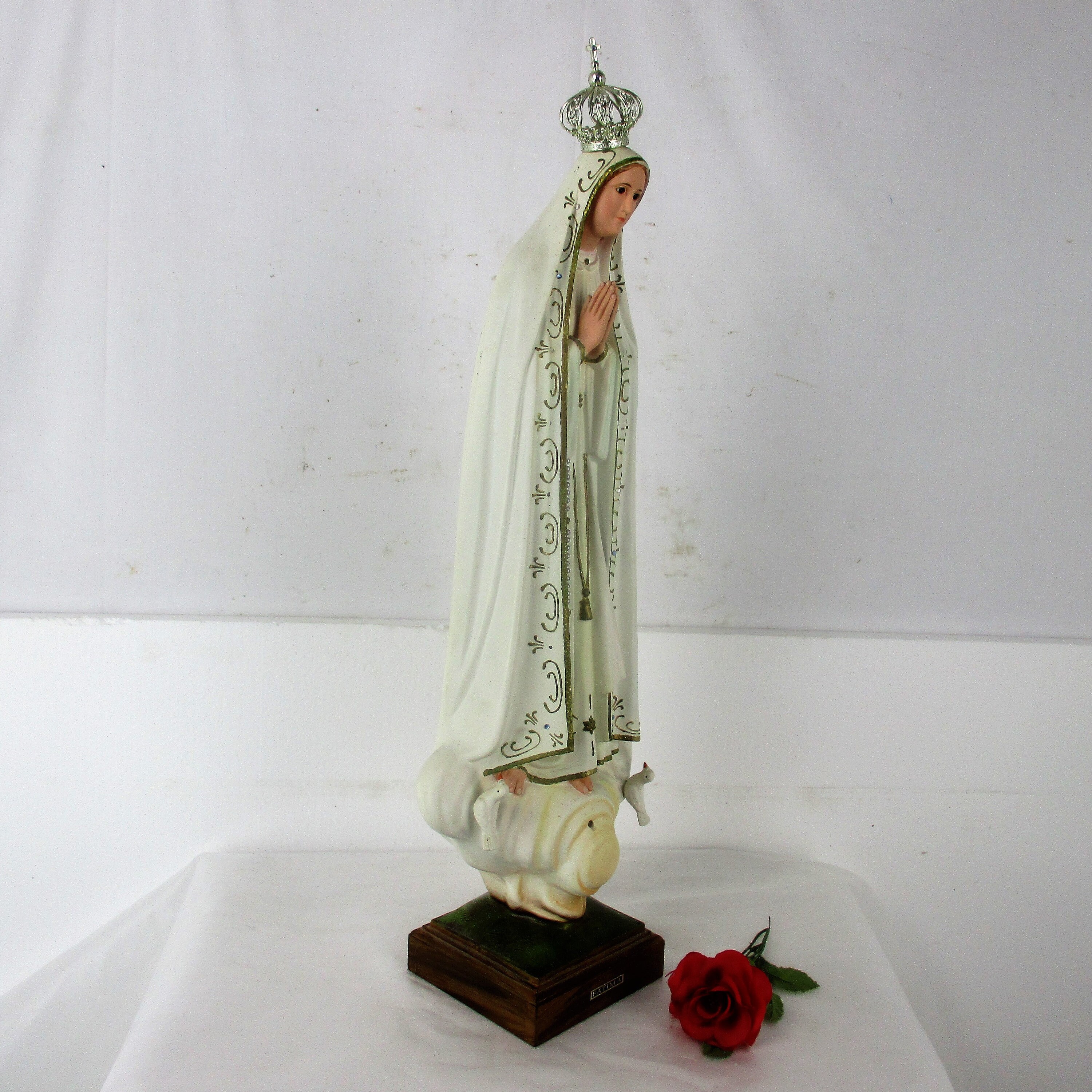 Large Statue Our Lady Fatima Portugal Resin Glass Eyes Lovely - Etsy ...