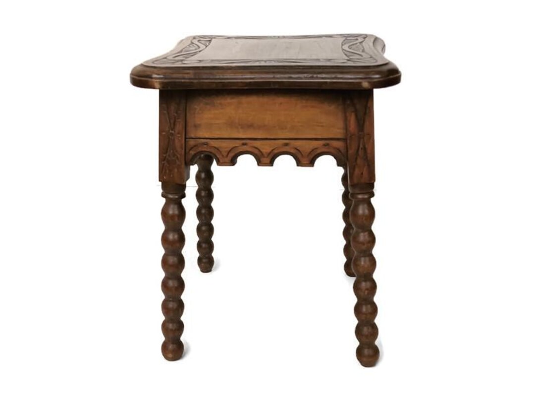 Side Occasional Coffee Tea Table Hand Carved Wood Gorgeous Etched ...