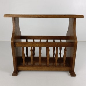 Vintage Magazine Newspaper Basket Rack Side Table Wood Wooden Barn ...