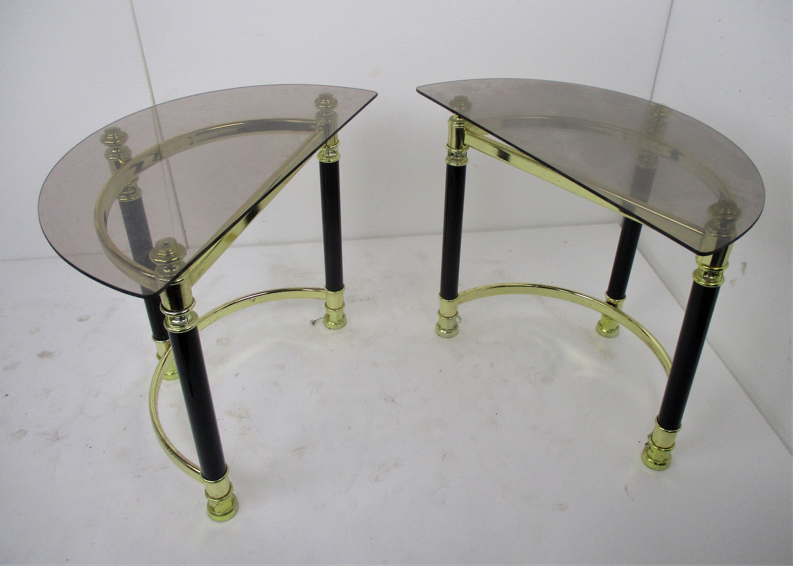 Two Side Coffee Wine End Tables Chrome Smoked Glass 80s Half | Etsy