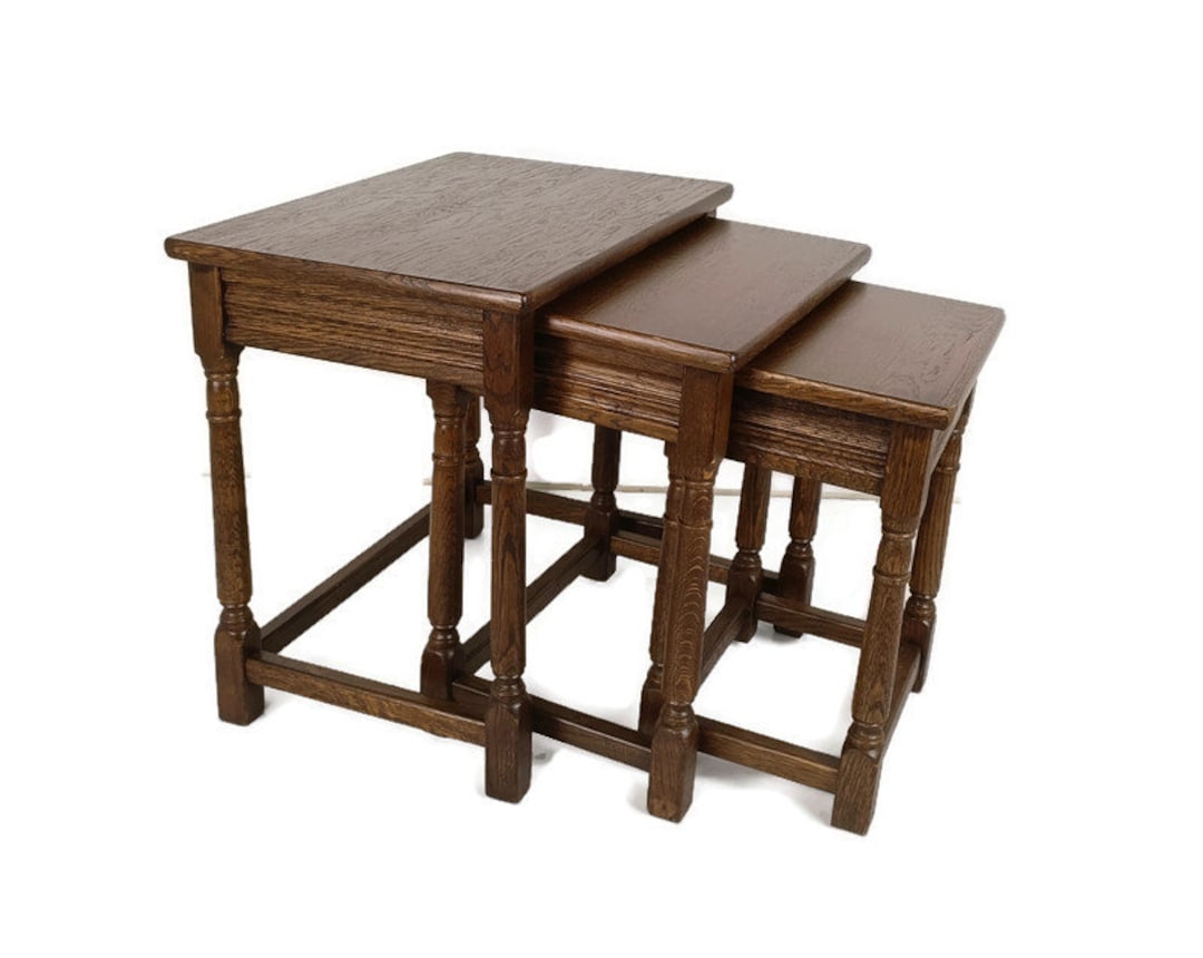 Set of 3 Mid Century Wooden Stacking Nesting Tables Side Coffee Tables ...