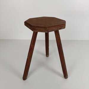 Vintage Milking Stool Tripod Carved Wood Side Table Pedestal Plant ...