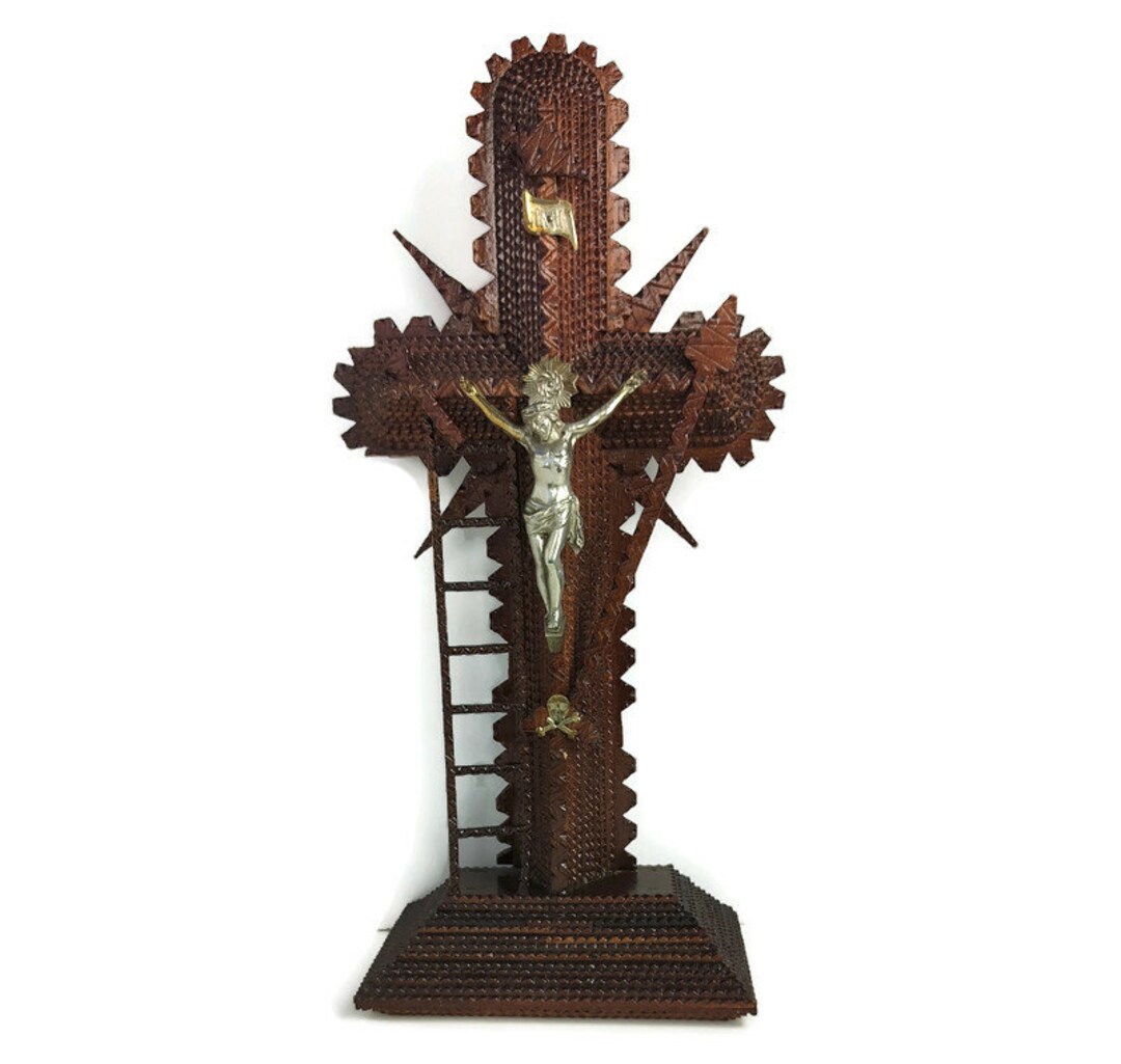 Tramp Trench Tramp Folk Art Standing Hand Made Wood Crucifix Tools of ...