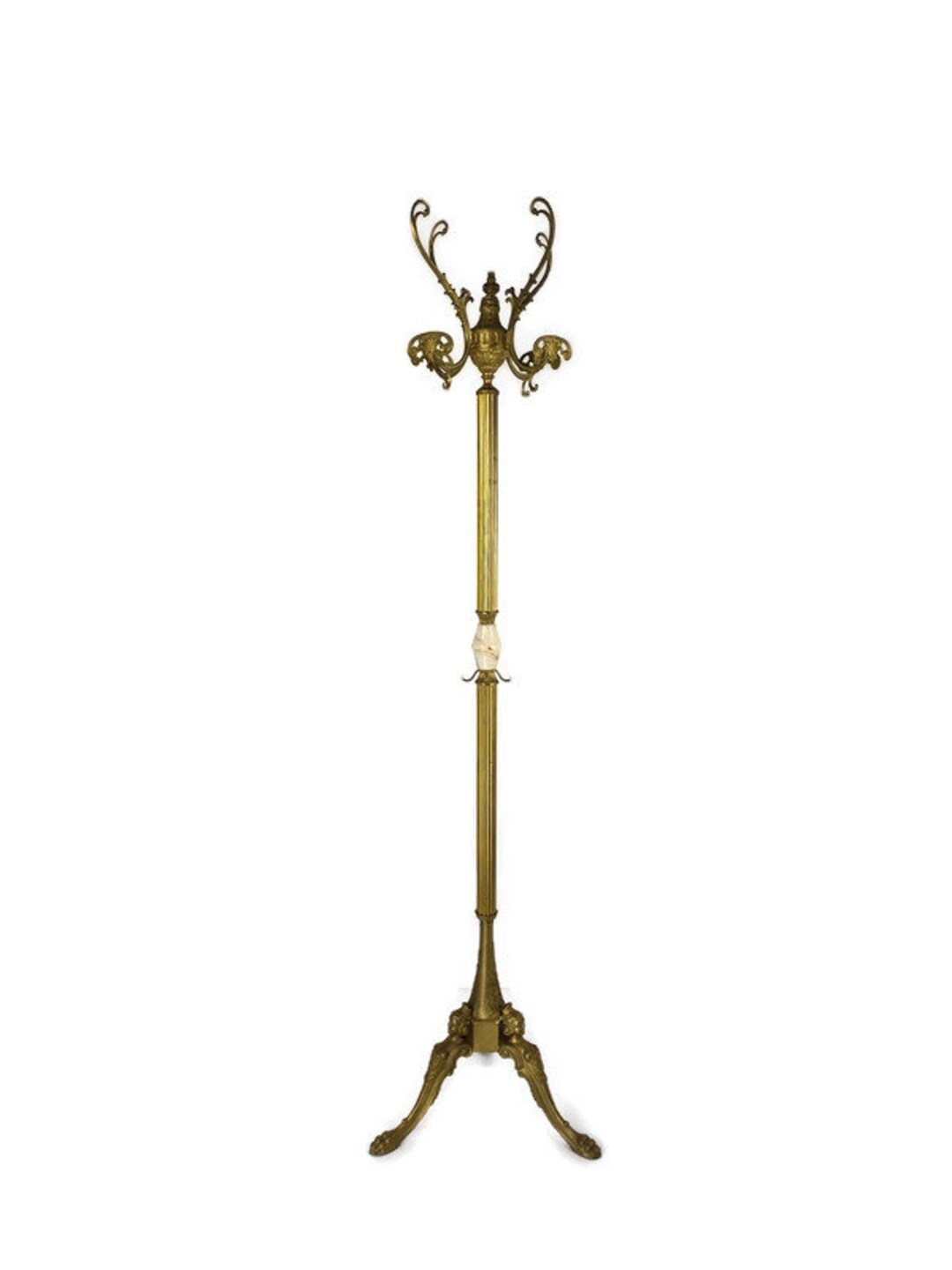 Standing Hall Tree Coat Hallway Rack Onyx Piece Brass Eyecatcher ...