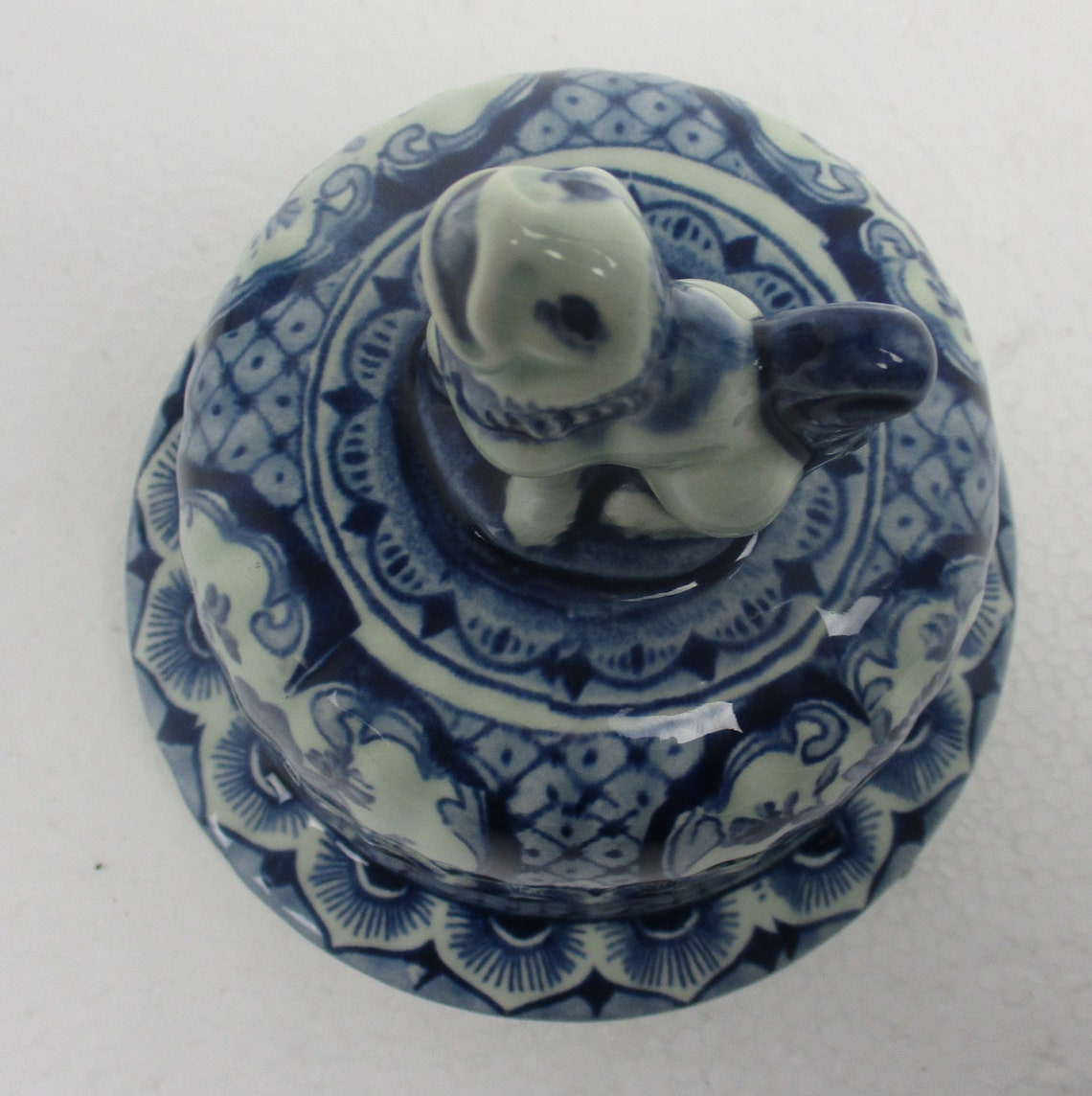 Royal Sphinx Maastricht Delft Vase Urn Marked Blue White Foo Dog 15.35 ...